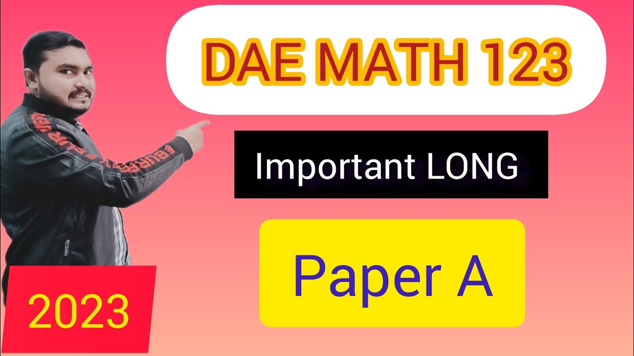 DAE Math 123|| 1st year || Applied Mathematics-123 || |2023||Important ...