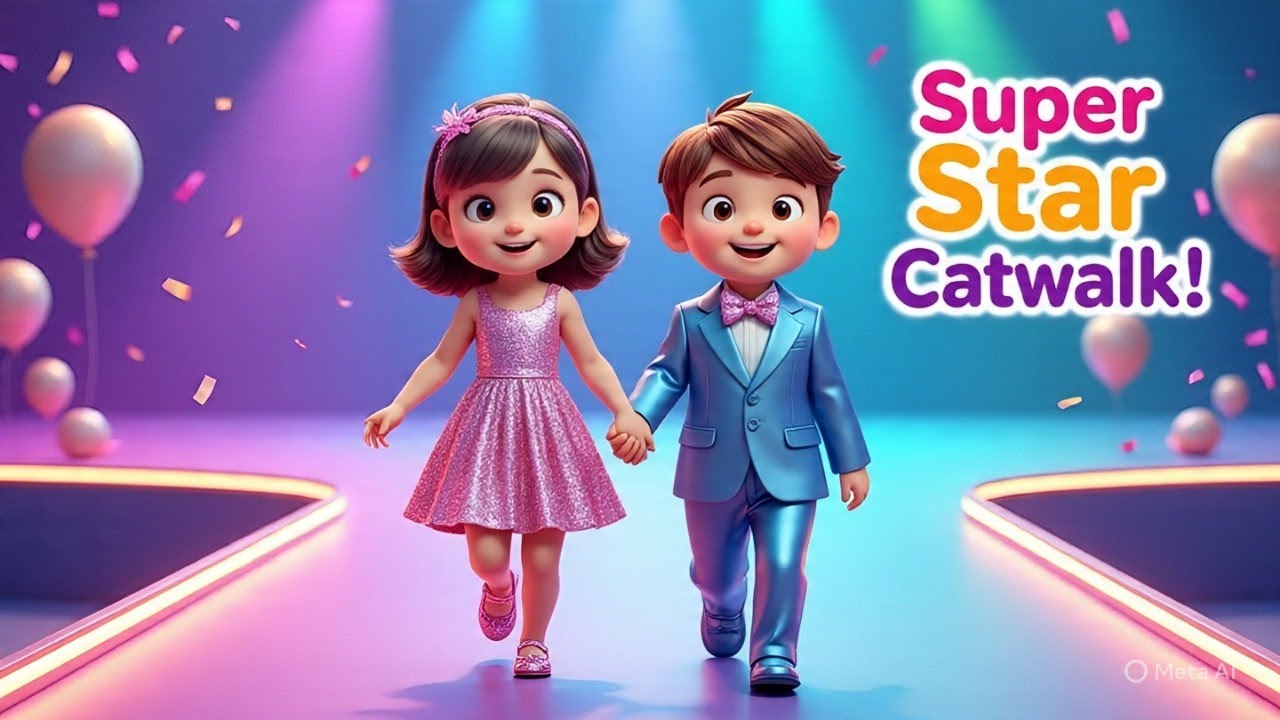 Super Star Catwalk 👗 || Fun Kids Fashion Show Song ||3D Animation for ...
