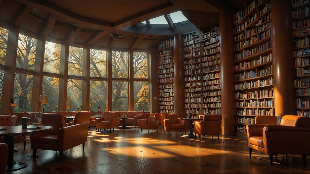 📚 3 Hours of Cozy Library Ambience with Soft Conversations | Study ...