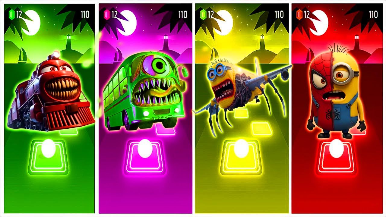 McQueen Train 🆚 School Bus Monster 🆚 Minions Airplane 🆚 MINION ...