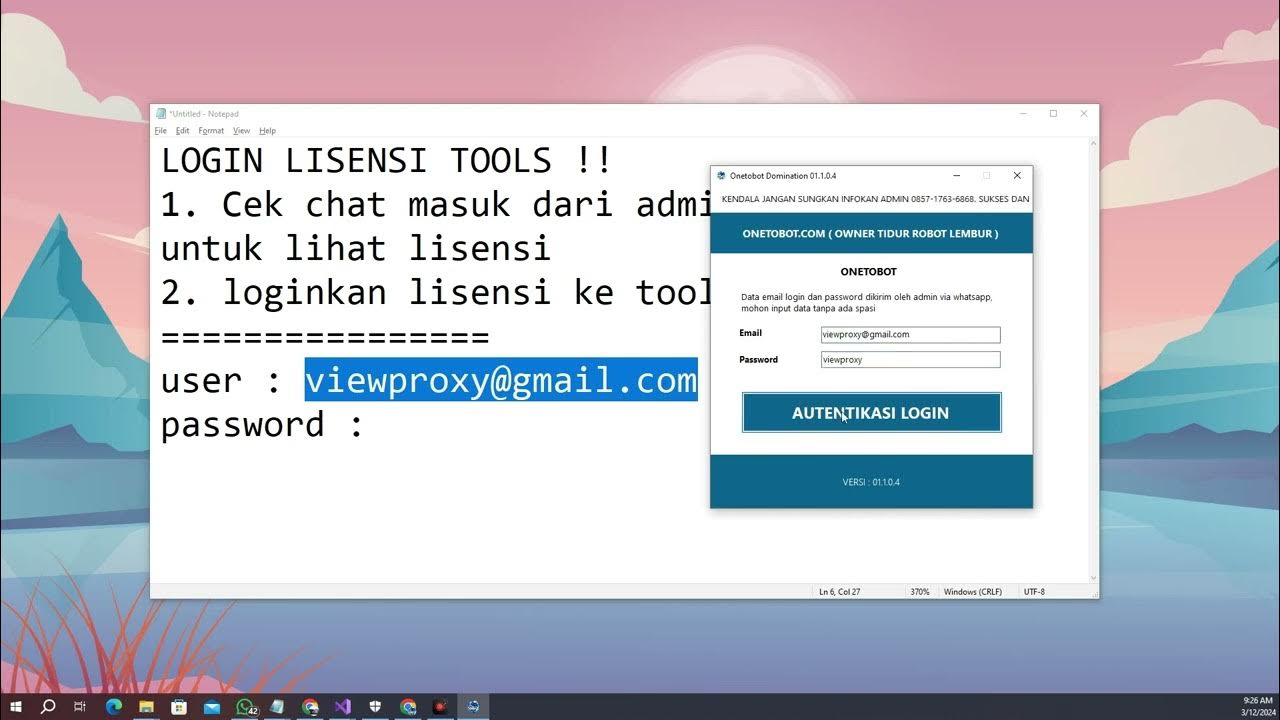 🟢03 TUTORIAL LOGIN LISENSI TOOLS ONETOBOT | CHAT ADMIN UNTUK MINTA LISENSI - YouTube