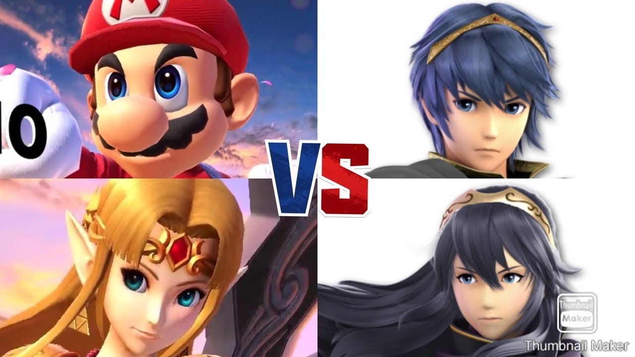 SSBU - Mario (me) & Zelda vs Fake Lucina & Fake Marth - YouTube