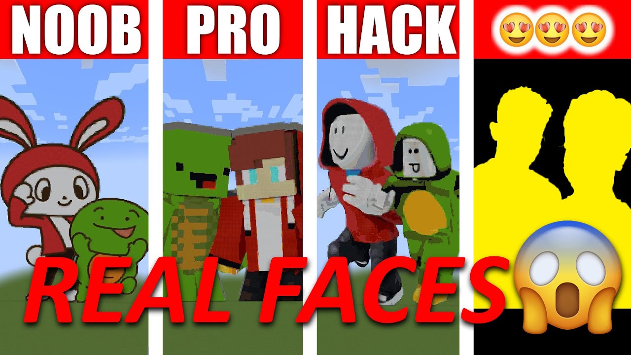 REAL FACE JJ Mickey Zenichi NOOB vs PRO MINECRAFT Pixel Art ぜんいち まいぜん ...