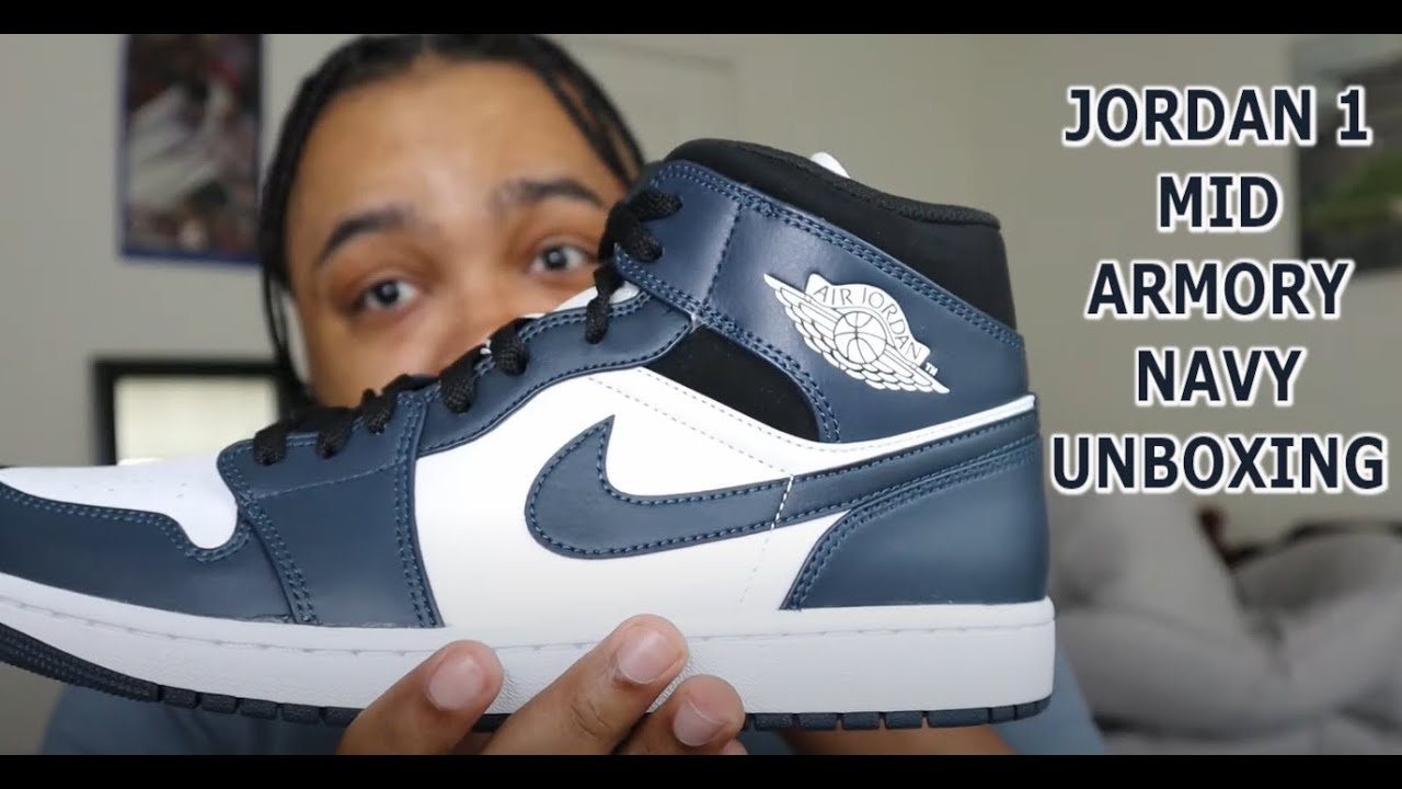[CLEAN COLORWAY!] Air Jordan 1 Mid "Armory Navy" Unboxing And Review ...