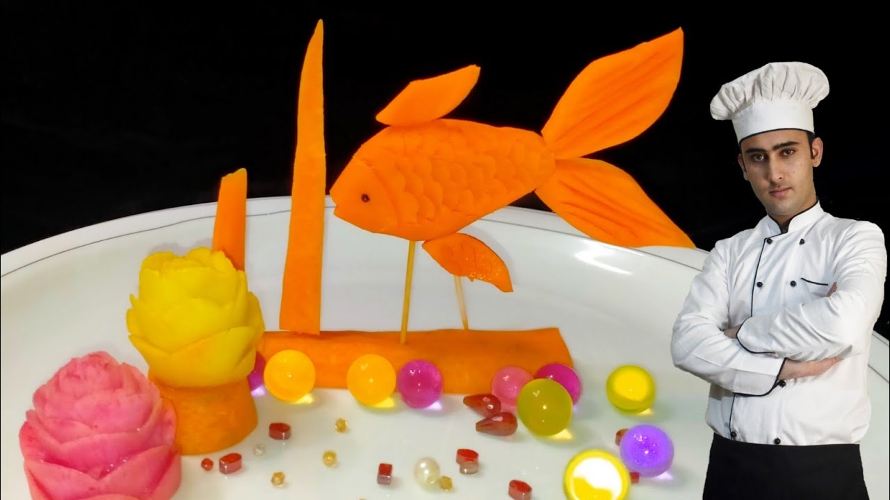 Carrot Fish Carving Decoration | Vegetable carving with carrot - YouTube