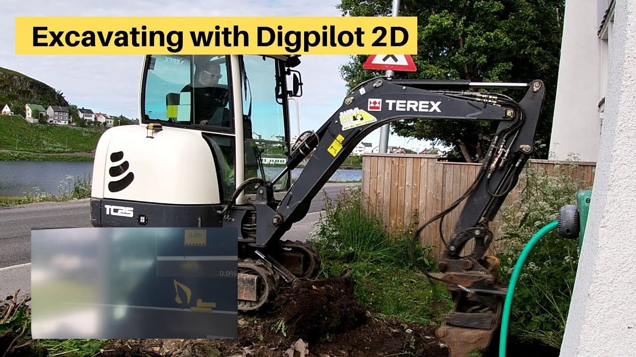 Digpilot 2D machine control in use on miniexcavator - YouTube