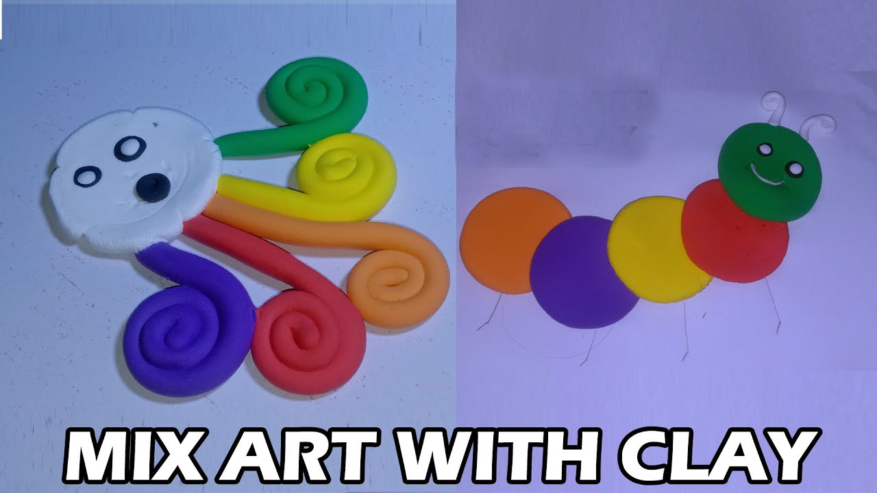 Mix art with soft clay |clay art | clay ideas - YouTube