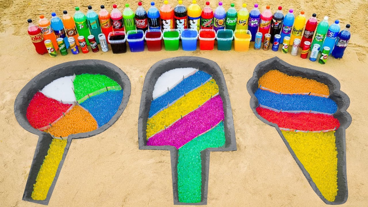 How to make Rainbow Lollipop and Ice Cream with Orbeez, Big Coca Cola ...