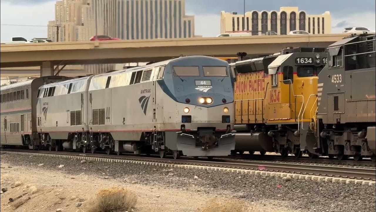 Amtrak California Zephyr Train #6 To Denver Colorado Departing The Reno Trench in Reno Nevada ...