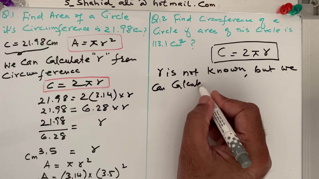 Calculate Area Of A Circle If Circumference Is Given Or Calculate Circumstance If Area Is Given calculate-area-of-a-circle-if-circumference-is-given-or-calculate-circumstance-if-area-is-given