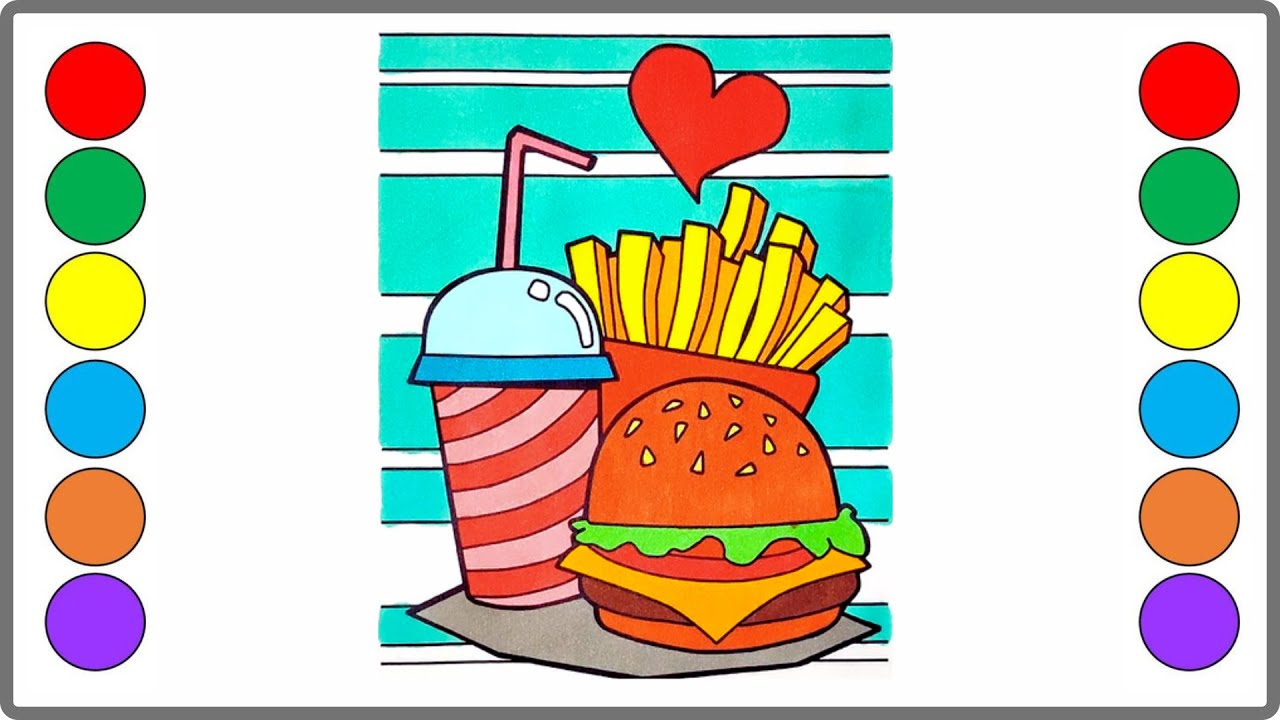 Burger, Fries & Coke | Yummy Tummy Time | Colouring Pages for kids # ...