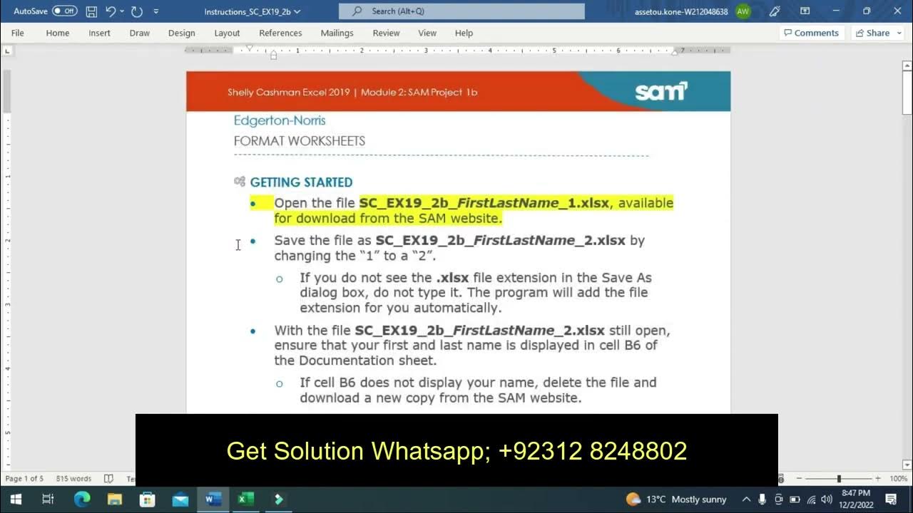 Excel Module 2 Project B Edgerton-Norris Linda's Take | SC EX19 2b FirstLastName 2 xlsx - YouTube