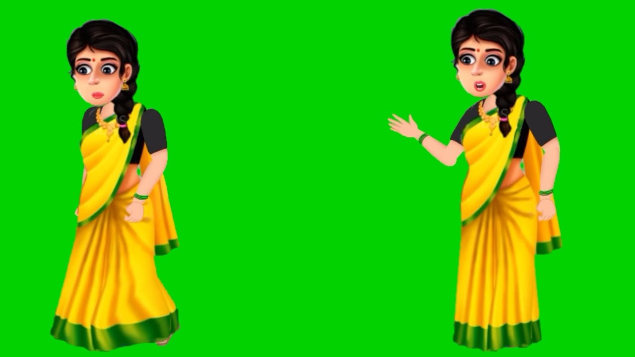 Green Screen Village woman cartoon character/Green Screen Village woman ...