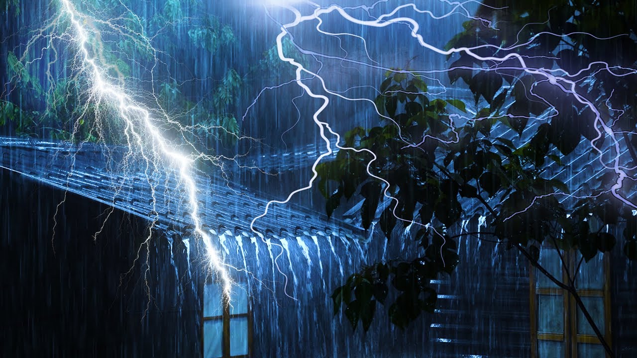 Relaxing Rain Sounds for Sleeping with Heavy Rain and Loud Thunder on ...