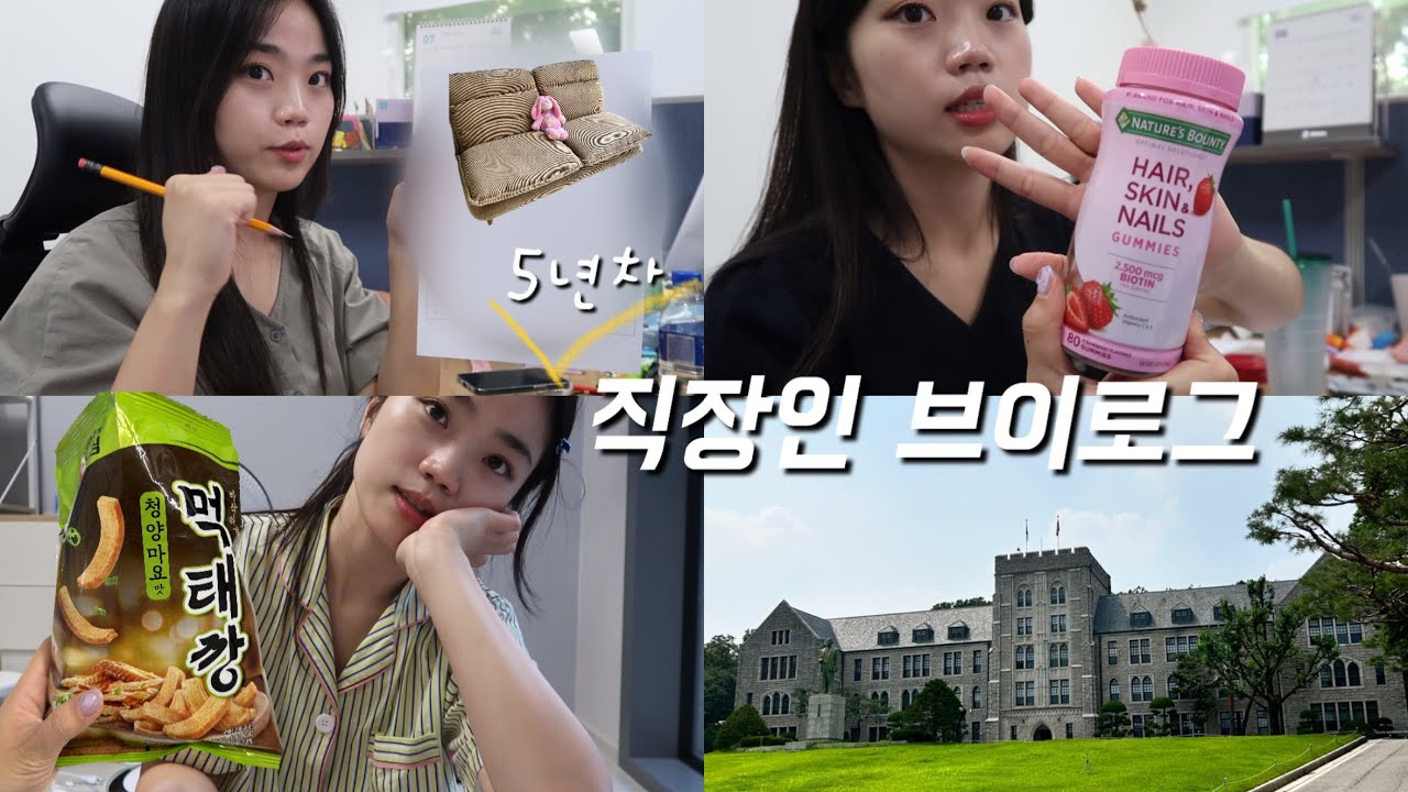 Vlog 5년차 직장인 브이로그│대학원 복학 준비📄│유튜브를 열심히 하는 이유👩🏻💻│쇼파를 들이다 🛋️│붓기 관리 팁│230대 영양제 추천💊│먹태깡 뒷북 후기