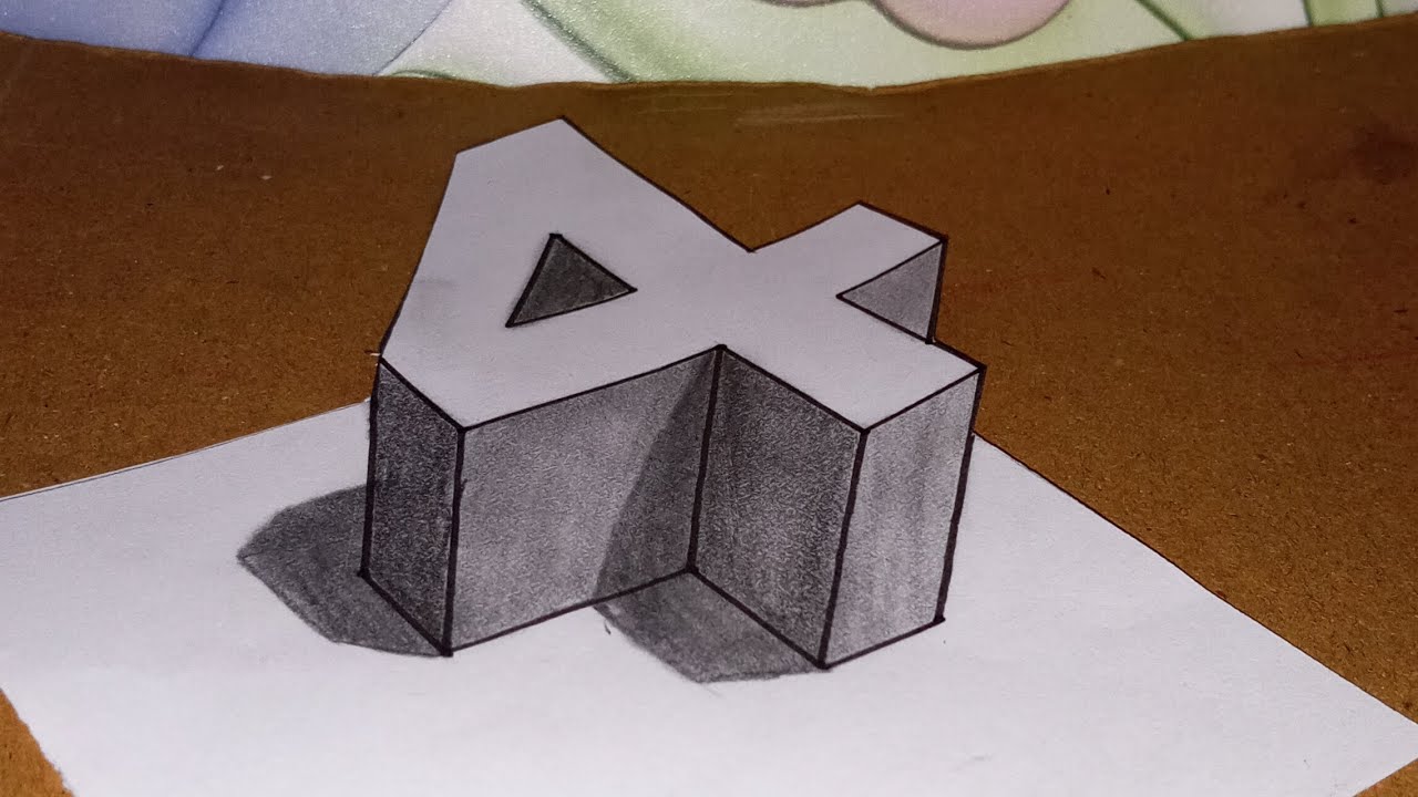 how to make 3d drawing step by step||3d four drawing on the paper - YouTube