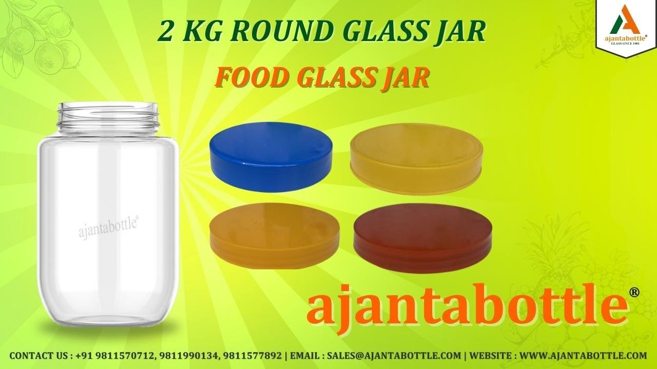 2 KG Round Glass Jar has the Perfect Size for Storing Pickle, Honey ...
