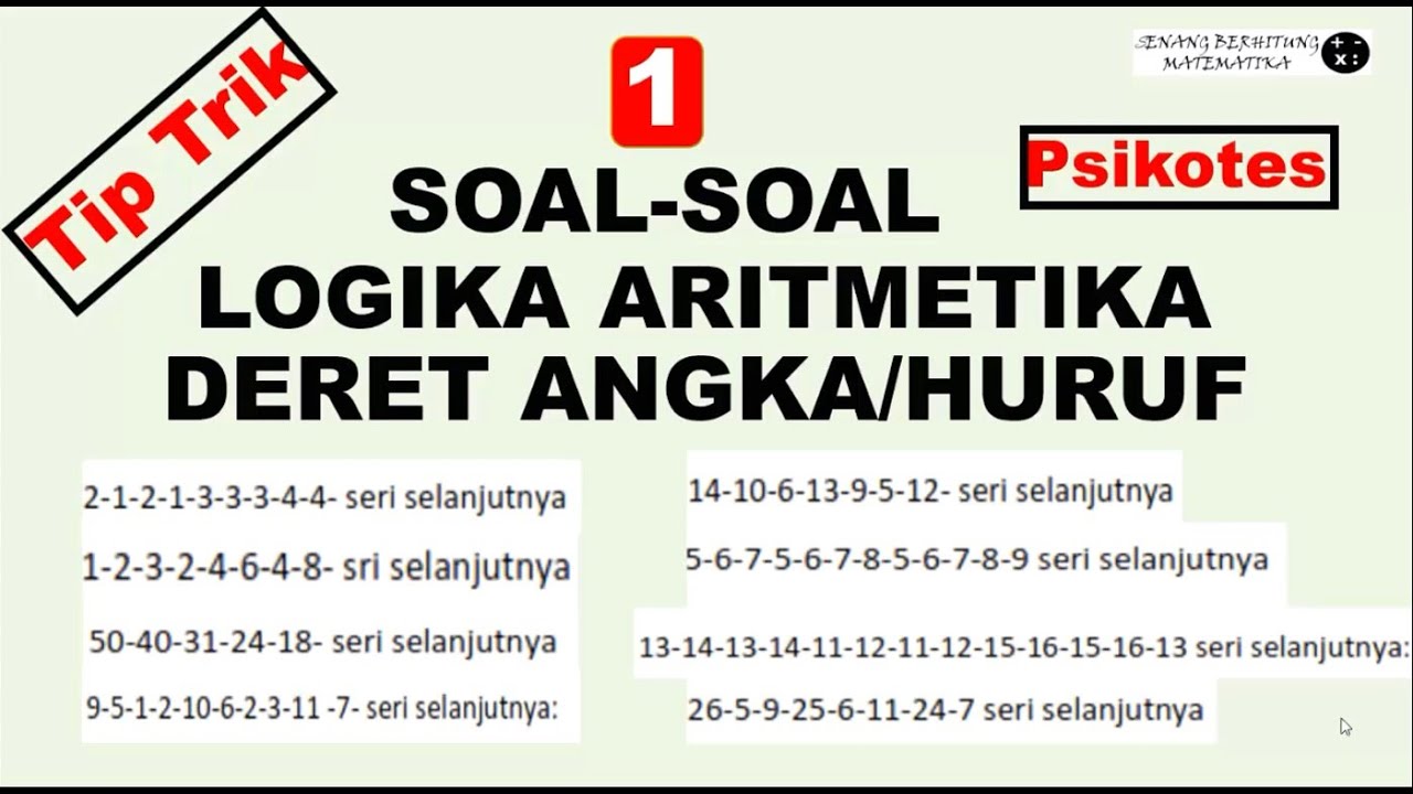 Soal Pembahasan Deret Angka (Untuk Psikotes) Part - 1 - YouTube