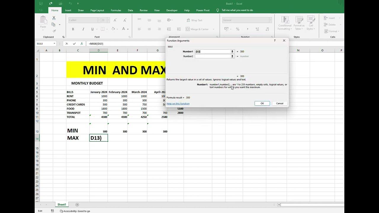 Excel sheet mein MIN() and MAX() Functions ka used - YouTube