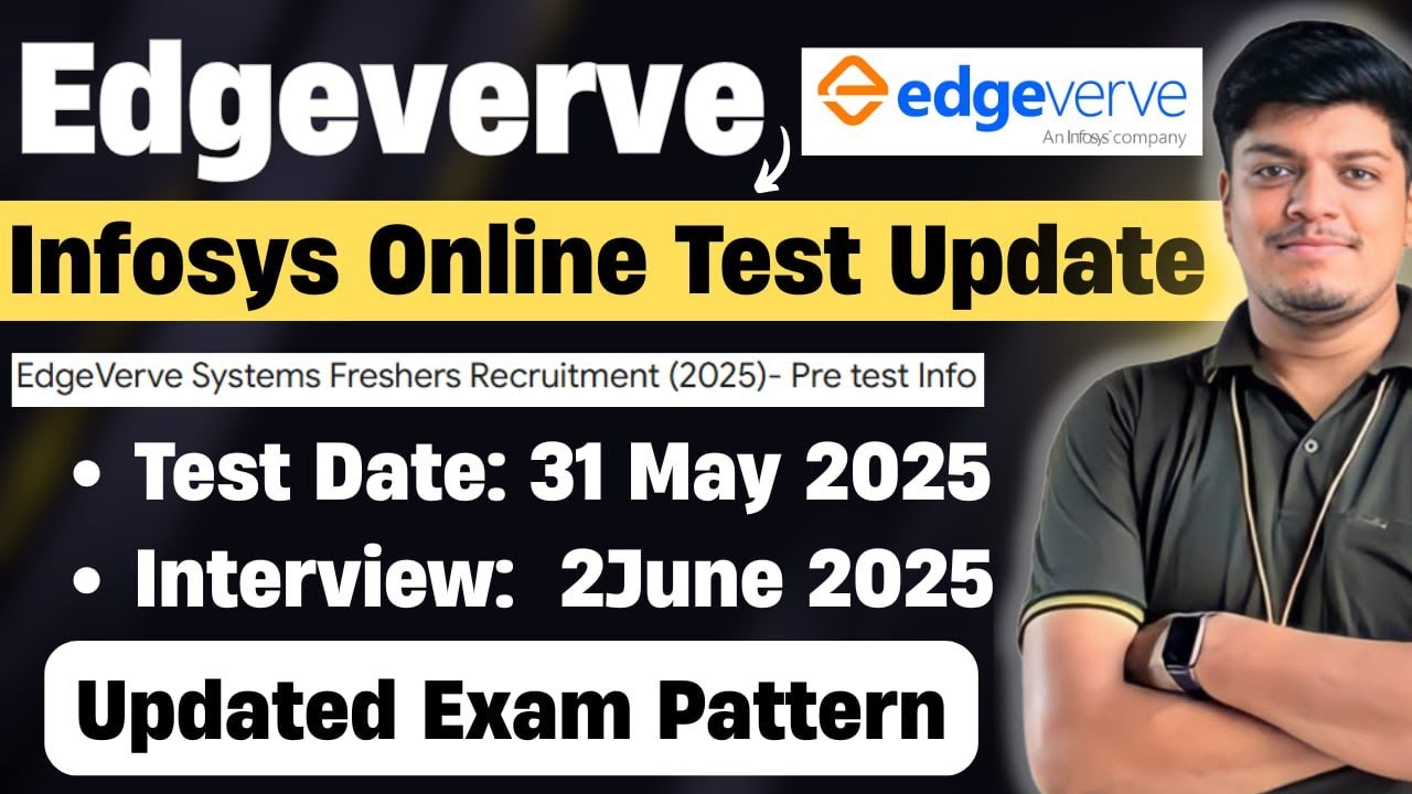 🔥Infosys(Edgeverve) Online Test Big Update | Pre-Test Info | 2024, 2025 ...