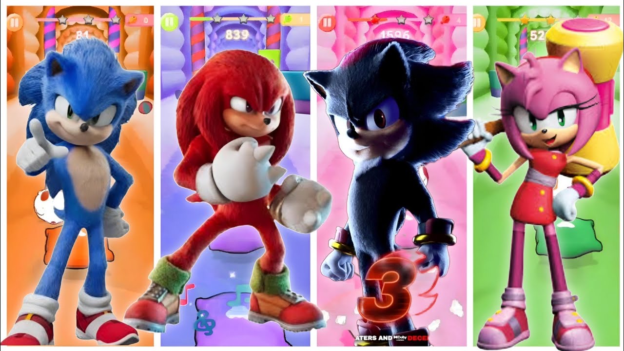 Sonic The Hedgehog 2 🔴 Knuckle 🔴 Shadow 🔴 Tails | Tiles Hop EDM Rush ...