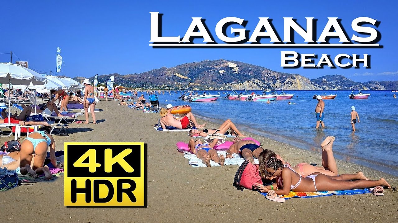 Laganas beach Zakynthos , Greece in 4K video HDR Dolby Atmos 💖 The best places 👀 walking tour ...