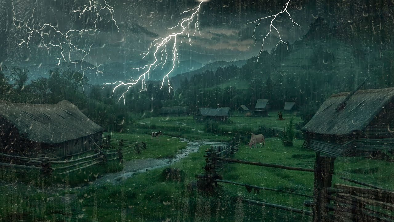 ⛈️ The Sound of Thundering Rain on the Farm on The Vast Plateau Helps ...