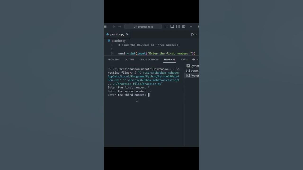 Find The Maximum Of Three Number Python Pythonprogrammingcodinglearnpython