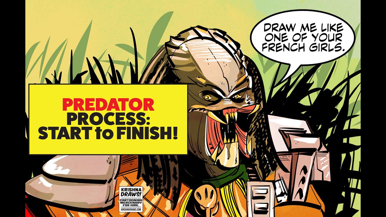 Drawing a Predator Digitaly from Start to Finish - YouTube