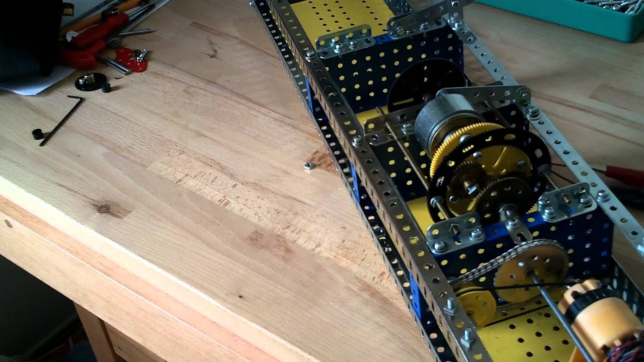 Meccano gearbox - YouTube