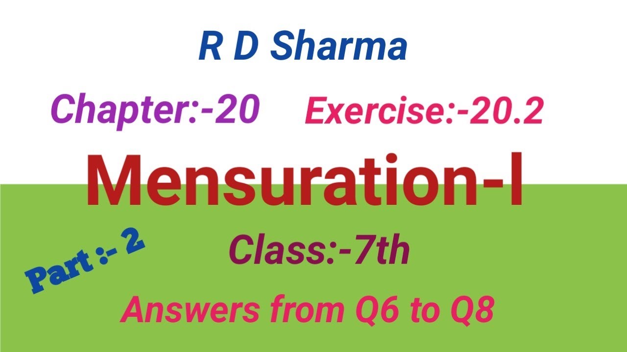 RD Sharma Class 7 maths Chapter 20 | Mensuration- I Ex 20.2 | Class 7 ...