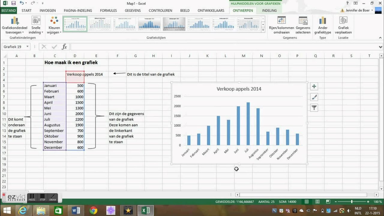 Basis uitleg grafiek maken Excel 2013 - YouTube