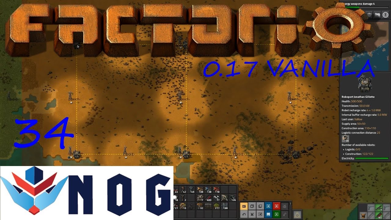 Factorio 0.17 Vanilla Ep34 - Roboport Grid Blueprint & Stone Mining ...