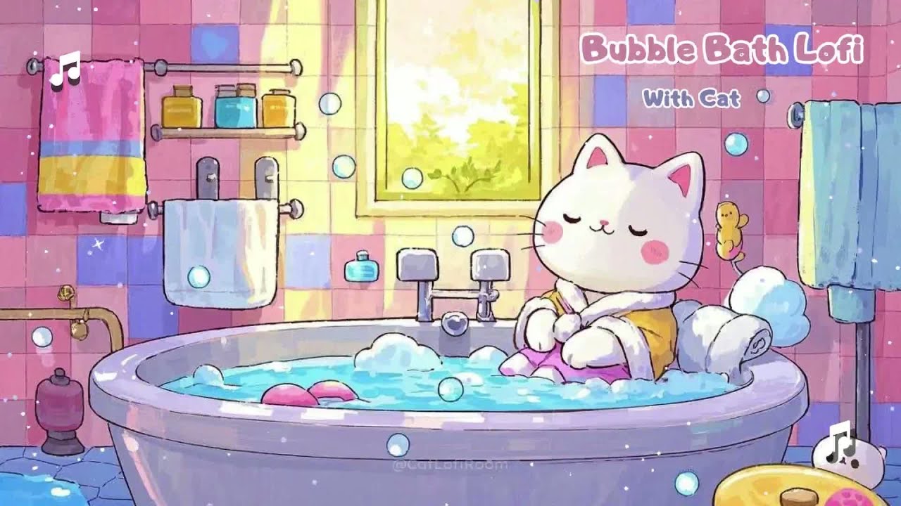 Bubble Bath Lofi with Cat 🛁🐈 2 Hour Relaxing Lofi Beats 🎧 Calming Lofi ...