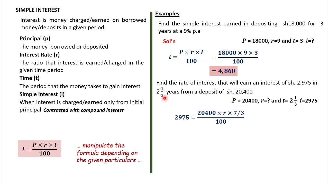 COMMERCIAL ARITHMETIC II |SIMPLE INTEREST| WORKED EXAMLES - YouTube