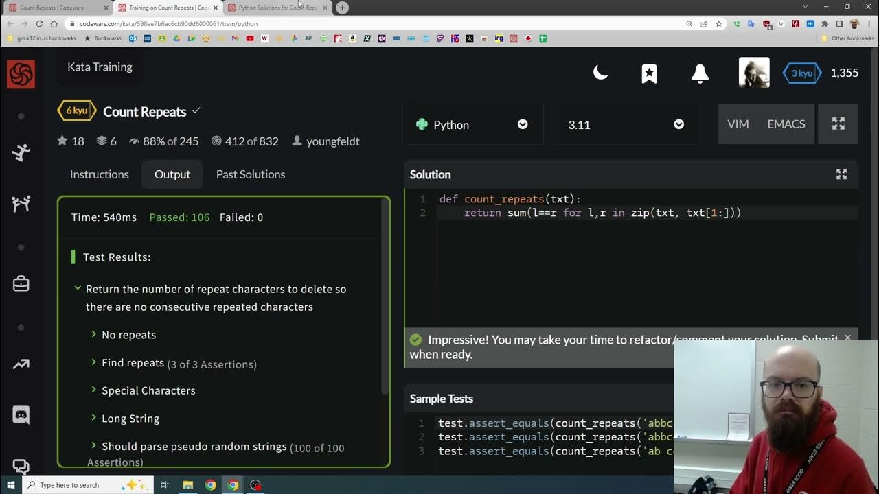 Codewars Count Repeats Youtube