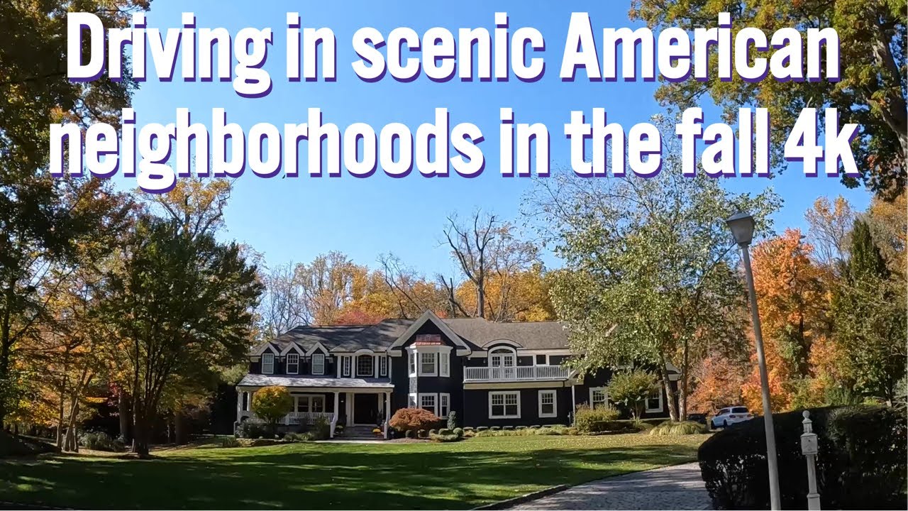 Driving in scenic American neighborhoods in the fall - Fair Haven, New ...