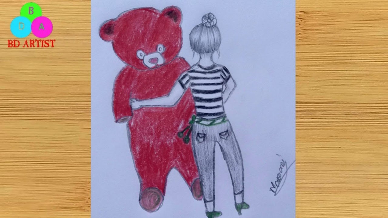 Teddy day drawing || how to draw a teddy | valentine's day drawing Step ...