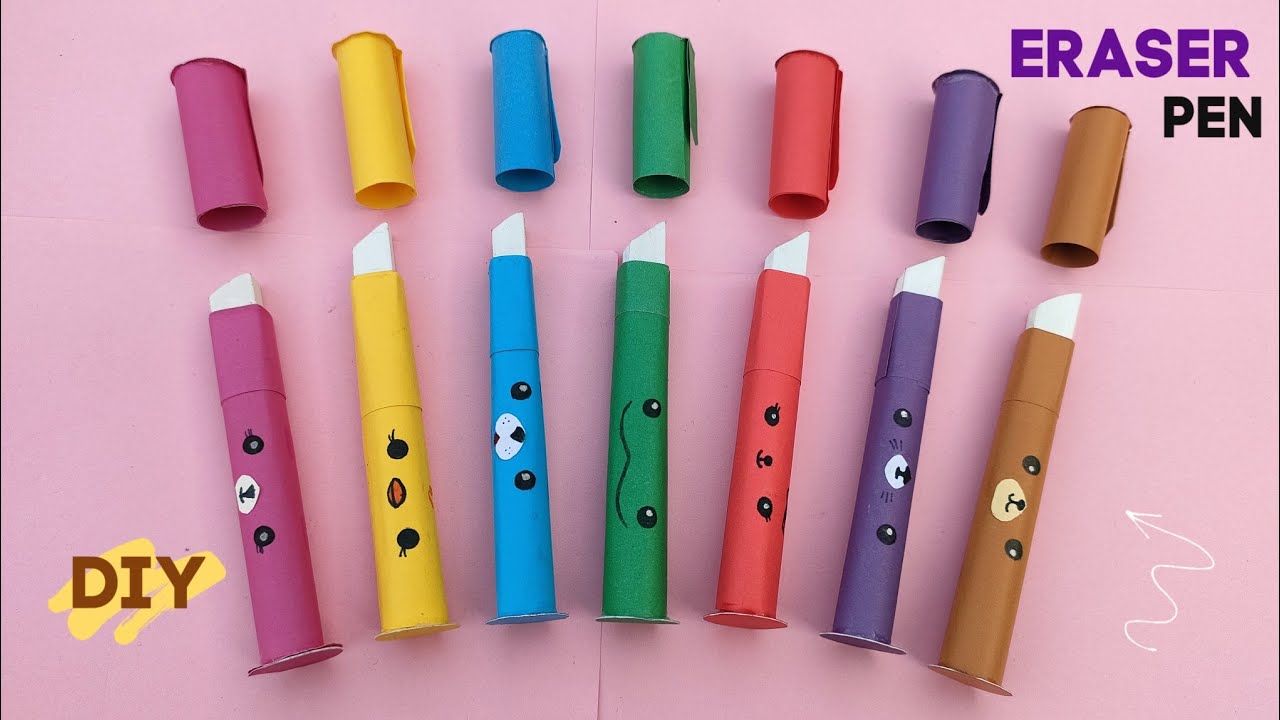 DIY HANDMADE ERASER PEN/How to make Teddy Bear,Dino,Kitty, Chick,Rat ...