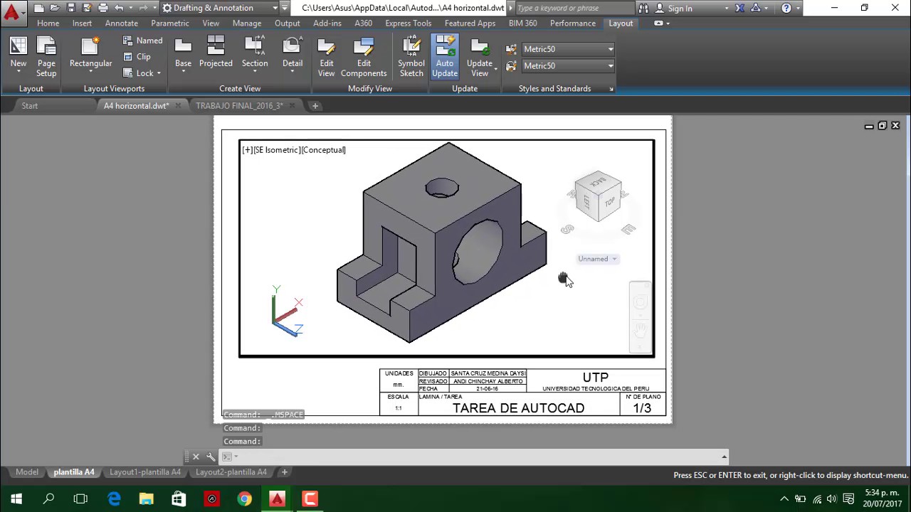 Vistas de corte en Autocad - YouTube