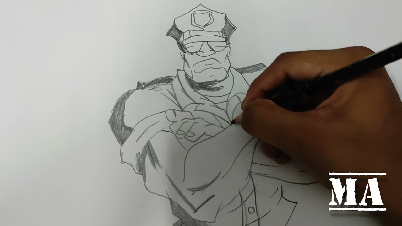 COP [POLICE MAN] 👮🏻‍♂️👮🏻‍♂️ ️ ️ ️🎨🎨🎨 || How to Draw COP - YouTube