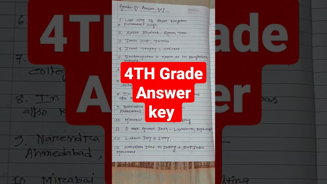 4Th Grade Answer key 💯 💯 - YouTube