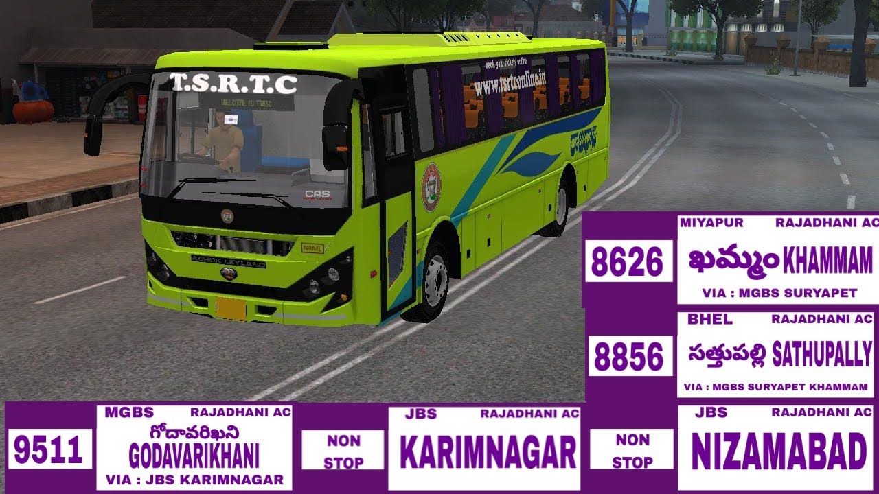 TSRTC RAJADHANI LIVERYS FOR RAJADHANI BS6 BUS MOD #bussid - YouTube