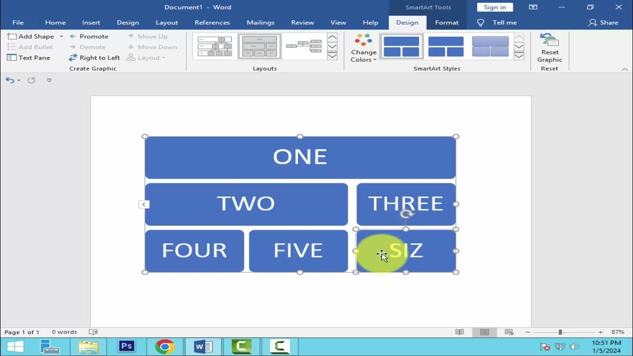 How to insert table hierarchy SmartArt in word - YouTube
