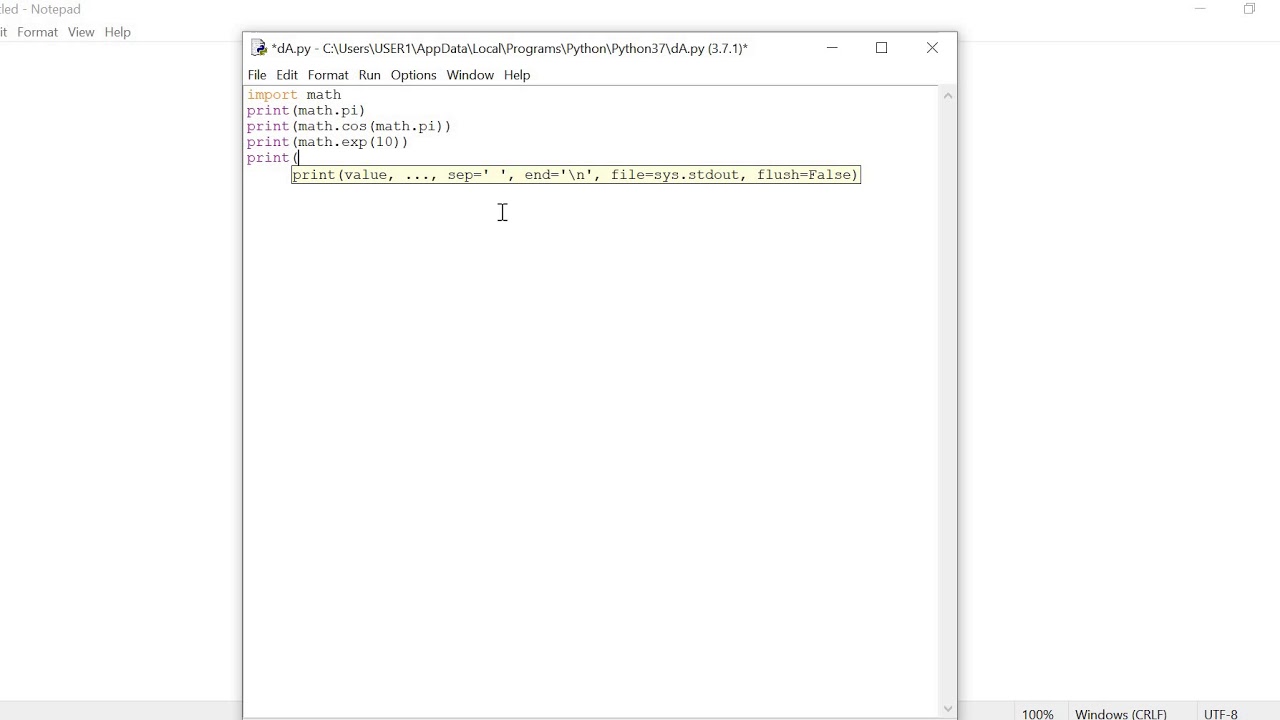 Math Functions Example In Python Youtube