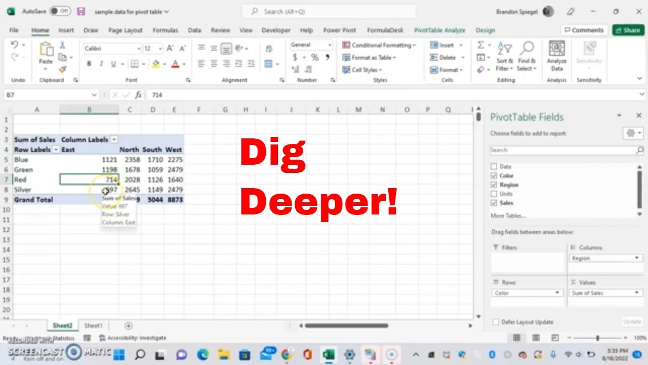 How to Dig Deeper into Your Pivot Table Data In Microsoft Excel! Get ...