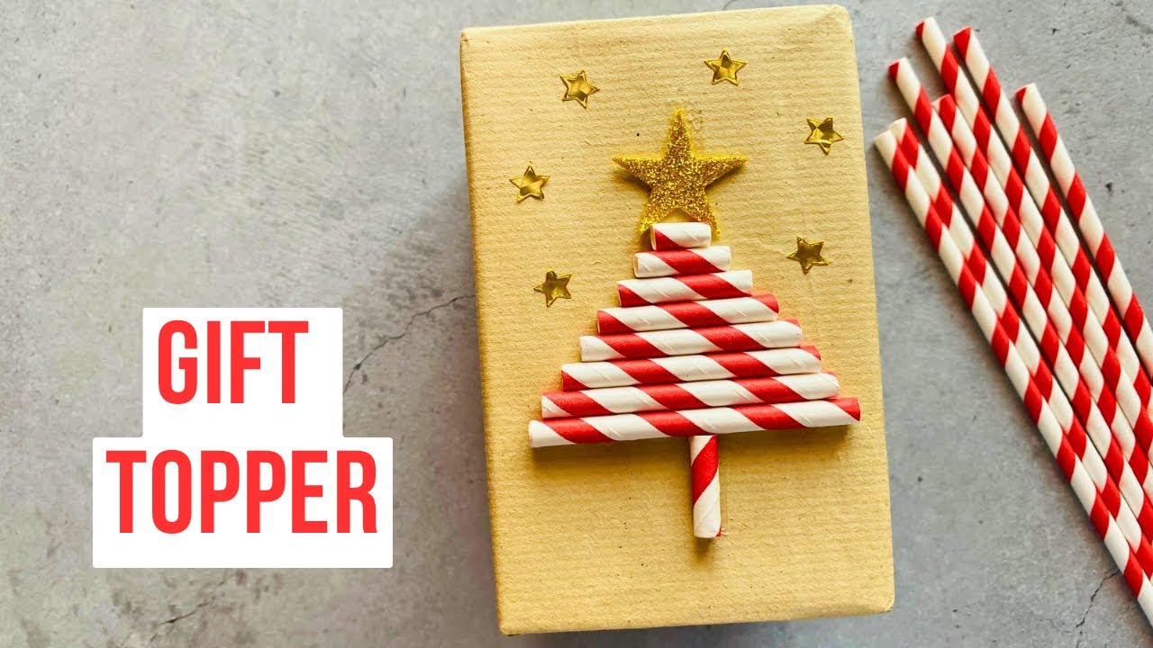 Easy Gift Box Topper for Christmas | Gift Wrapping Ideas | Paper Straw ...