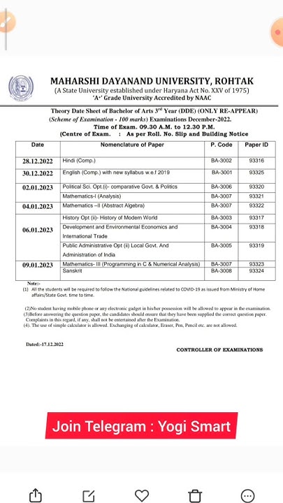 MDU Rohtak B.A Dde Exam Date Sheet & Admit Card Download | MDU Rohtak #youtubeshorts #short ...