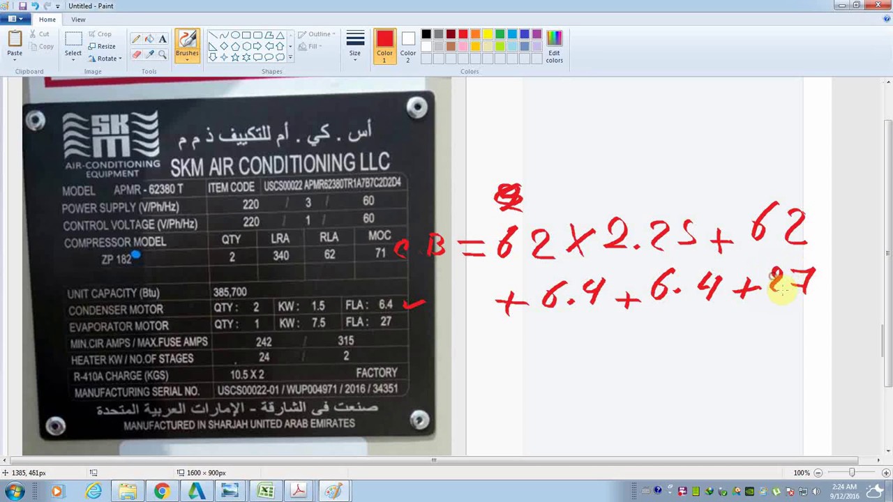 Motor compressor ,fuse ,OCPD definitions and packace unit calculation ...