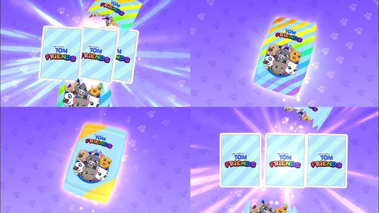 My Talking Tom Friends - Many Cards Opening On 4x Screen With Tom ...